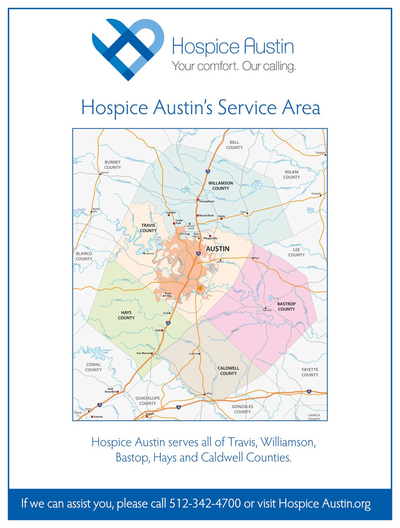 5-County Service Area | Hospice Austin
